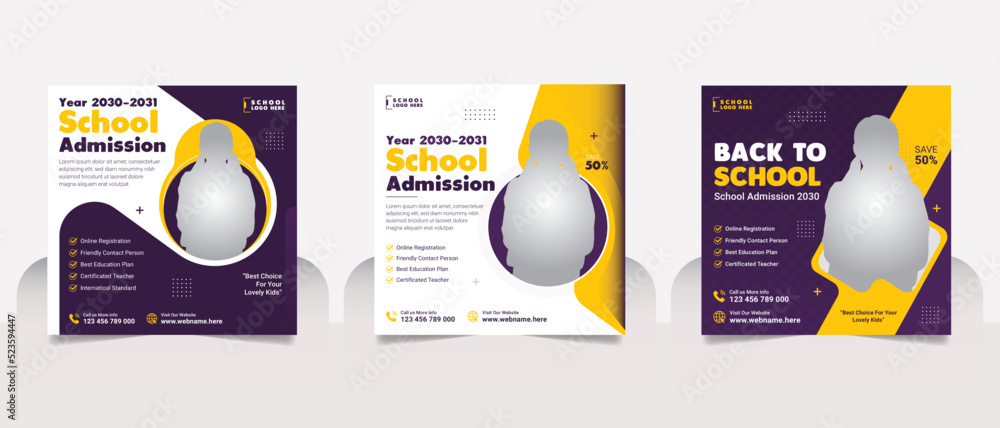 School admission social media post banner, educational social media ...