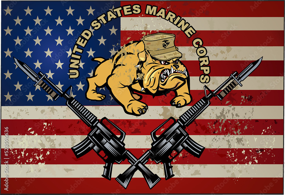 military Bulldog and crossing rifles Stock Illustration | Adobe Stock