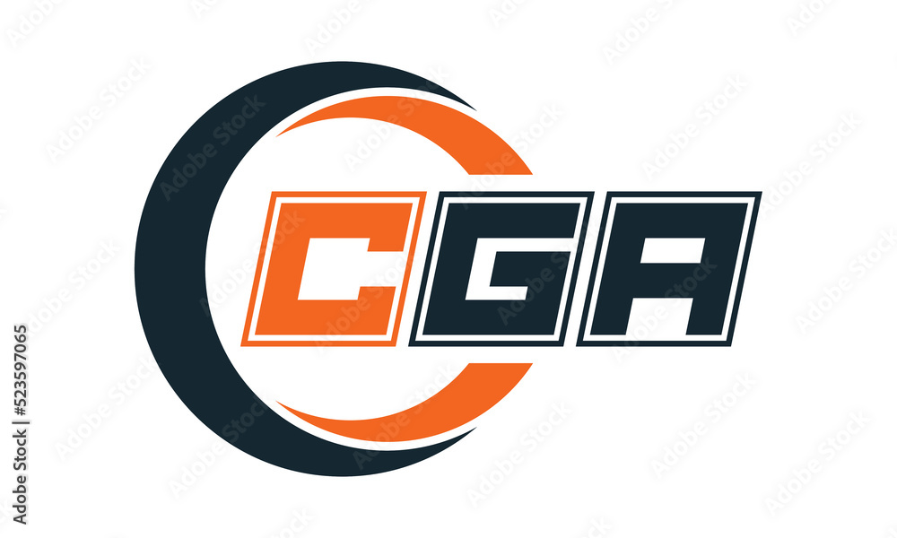 Vecteur Stock CGA three-letter circle logo design. custom font logo ...