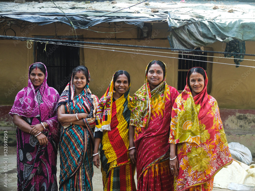 women in traditional costume, bangladeshi middle aged hindu religious ...