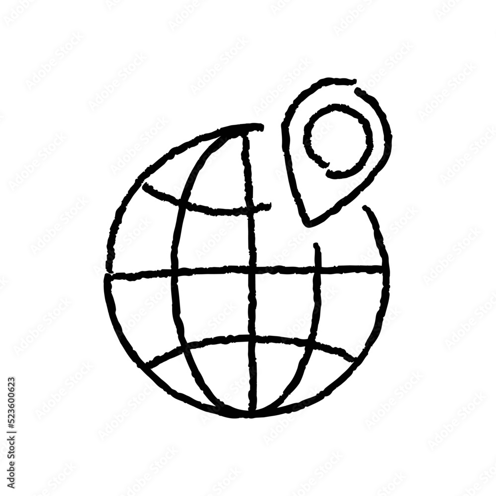 World navigation hand-drawn icon vector graphic illustration Stock ...