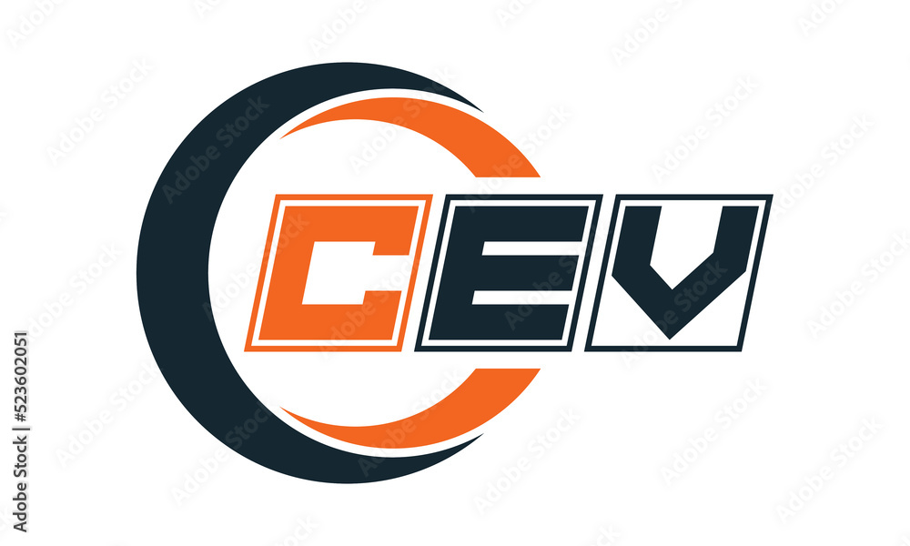 CEV three-letter circle logo design. custom font logo vector template ...