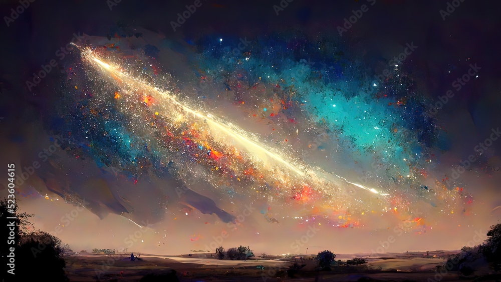Milky way, galaxy view. 4K night sky, digital painting, background ...