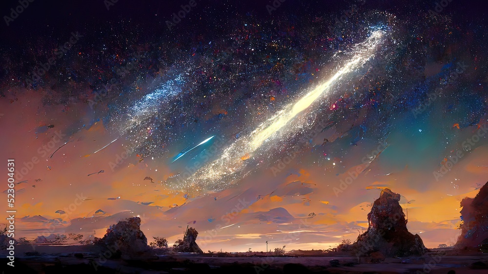 Milky way, galaxy view. 4K night sky, digital painting, background ...