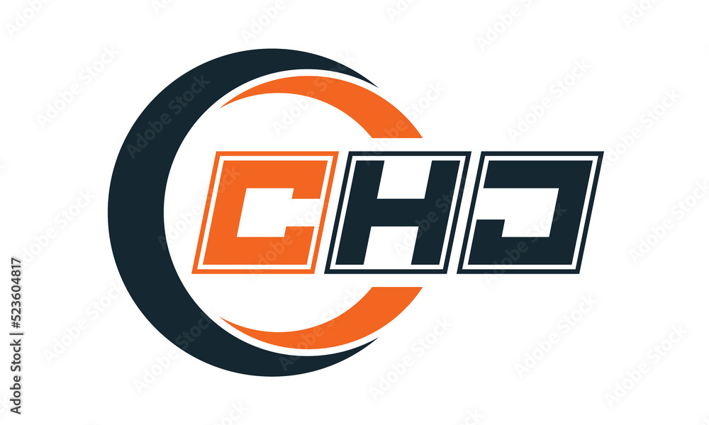 Vecteur Stock CHJ three-letter circle logo design. custom font logo ...