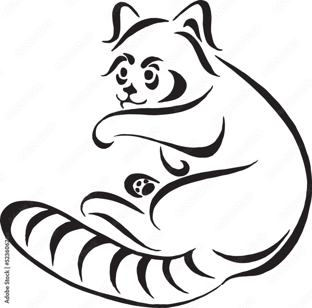 Cute red panda. Cartoon animal design. Vector illustration isolated on ...