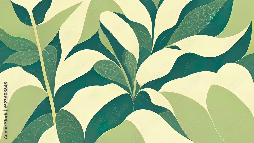 Organic green leaf texture. Abstract pattern of graphic vegetal leaves ...