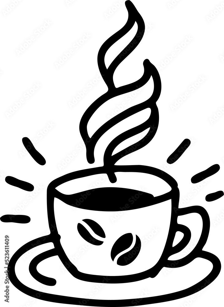 Funny coffee cup for morning caffeine kick. Logo design, poster print ...