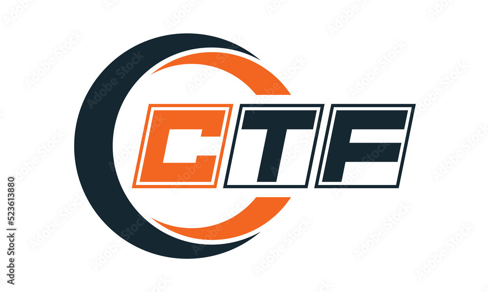 Ctf Three Letter Circle Logo Design Custom Font Logo Vector Template