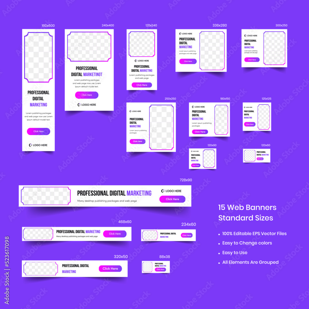 Professional digital marketing website banner design, Horizontal header ...
