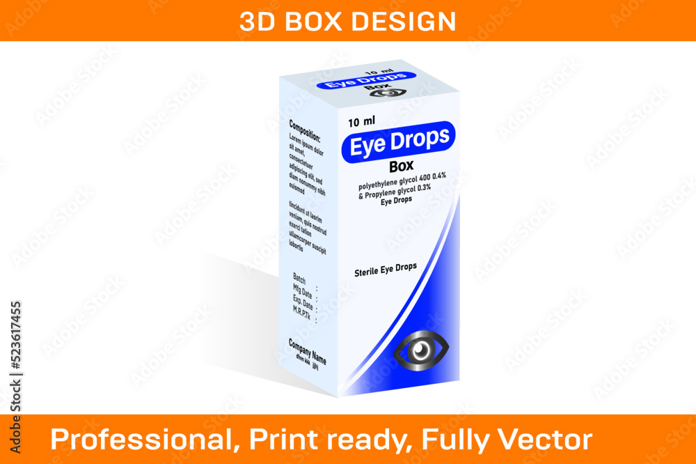 10 ml Eye Drops Box Packaging Design Template Stock Vector | Adobe Stock