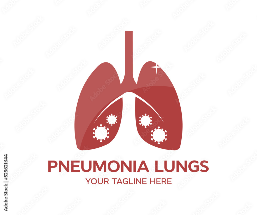Lungs pneumonia logo design. Human lungs infected by the virus ...