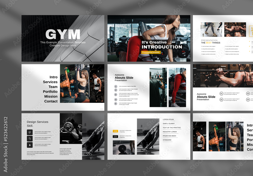 Gym Fitness Presentation Layout Stock Template | Adobe Stock