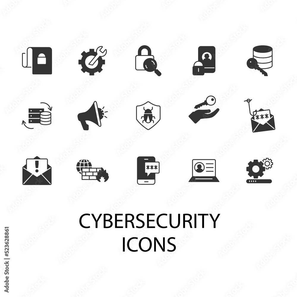 Vetor de Cybersecurity icons set . Cybersecurity pack symbol vector elements for infographic web ...