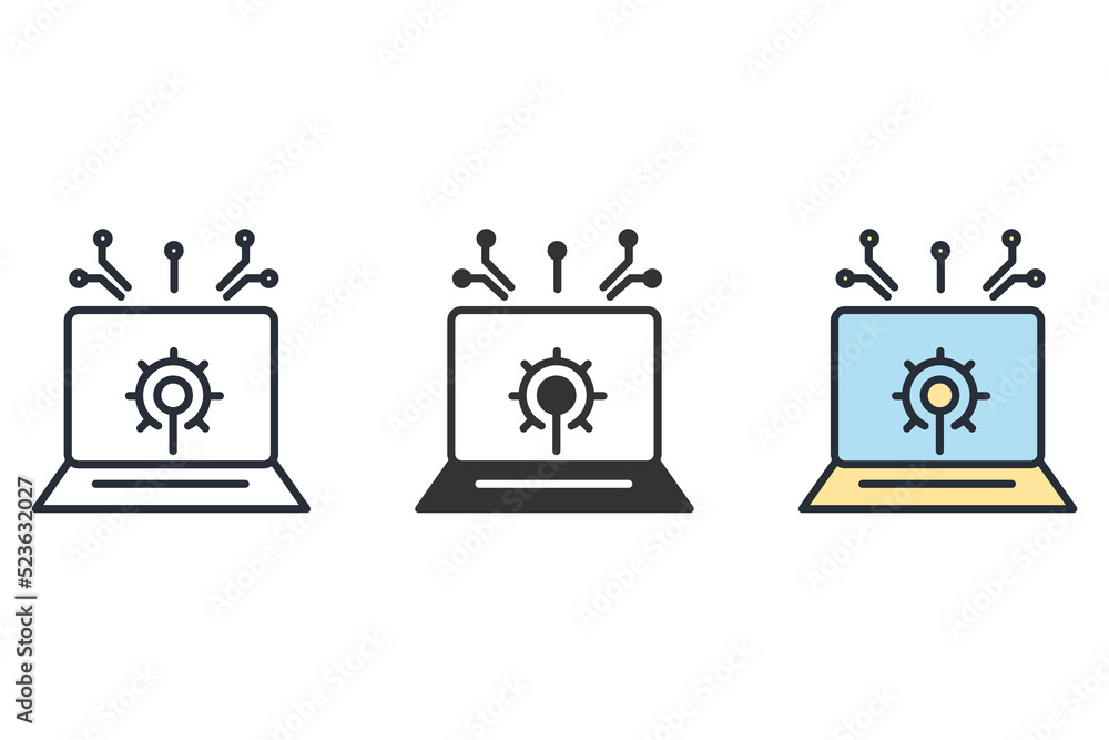 Intrusion detection system icons symbol vector elements for infographic ...