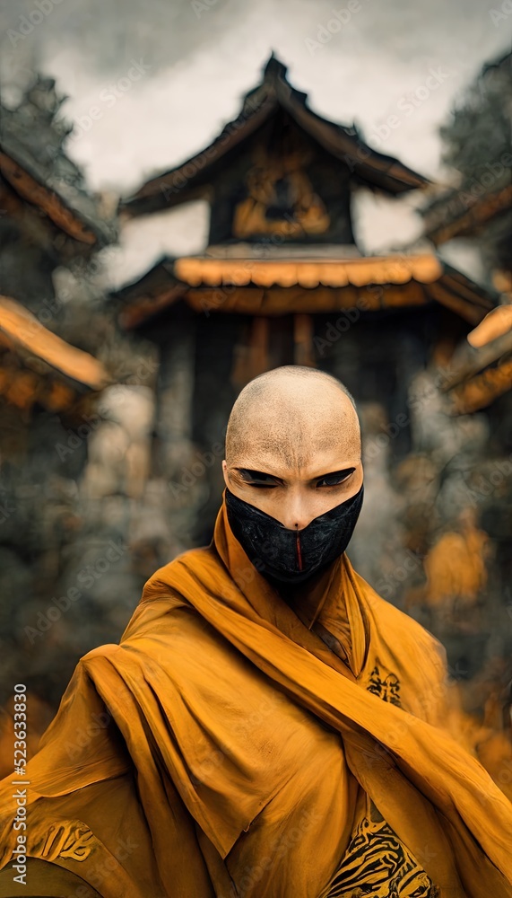 Ninja depicted in a photorealistic style. The concept of ancient ...
