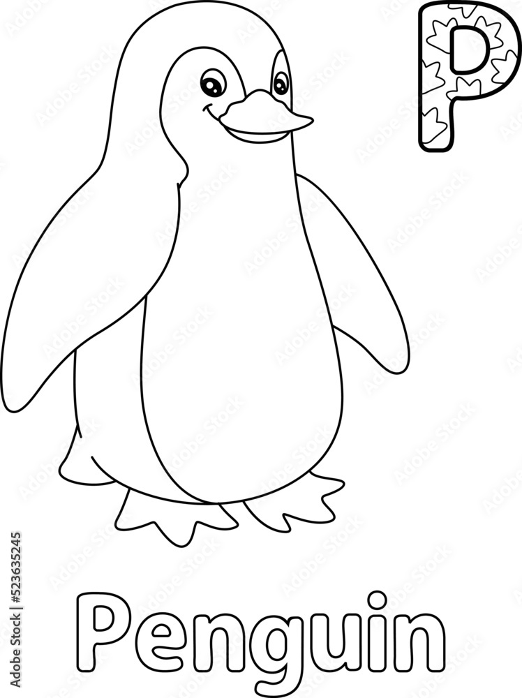 Penguin Alphabet ABC Coloring Page P Stock Vector | Adobe Stock