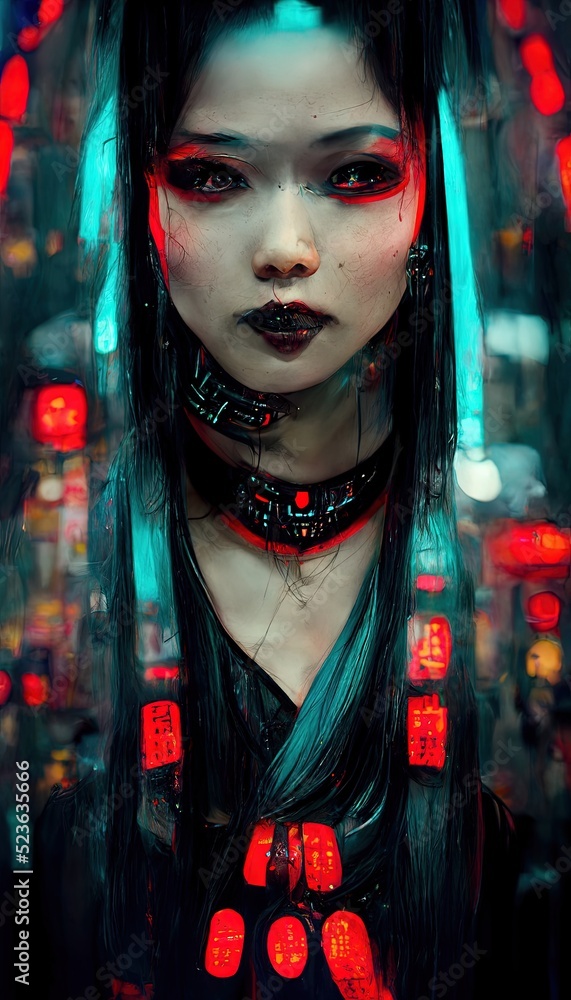 Portrait of a futuristic cyberpunk warrior. A high-tech man from the ...