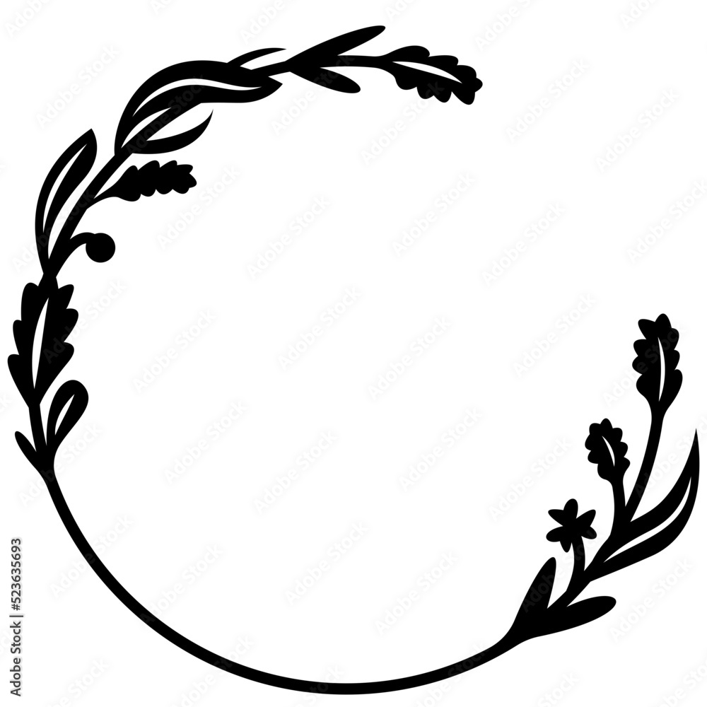Leaves wreath svg, Round border svg, Monogram frame svg Stock Vector ...