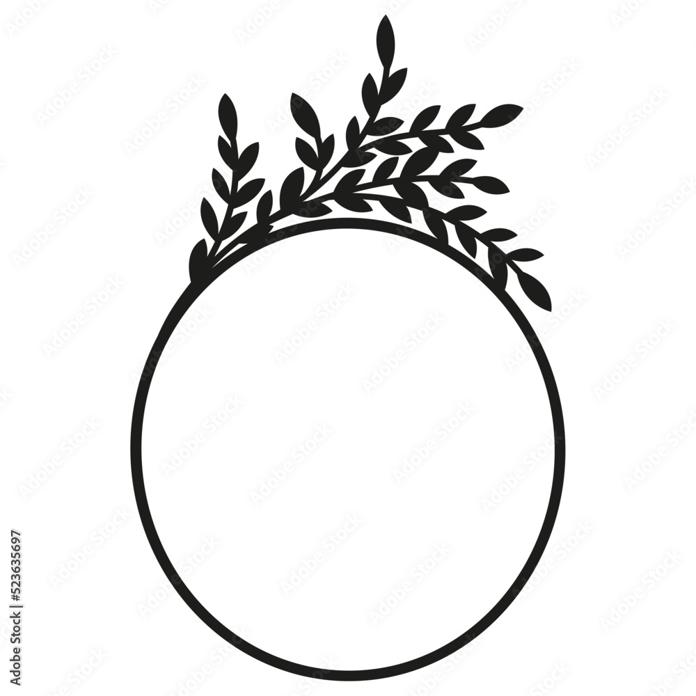 Leaves wreath svg, Floral monogram frame svg, Round border Stock Vector ...