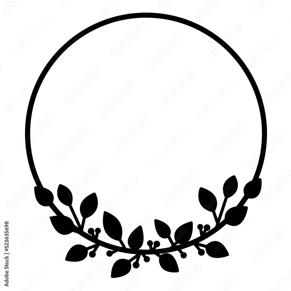 Leaves wreath svg, Circle monogram frame, Leaf border Stock Vector ... Leaves wreath svg, Circle monogram frame, Leaf border Stock Vector ...