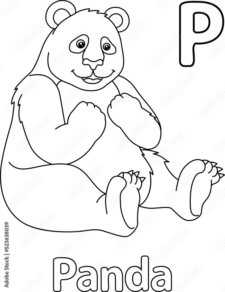 Panda Alphabet ABC Coloring Page P Stock Vector | Adobe Stock