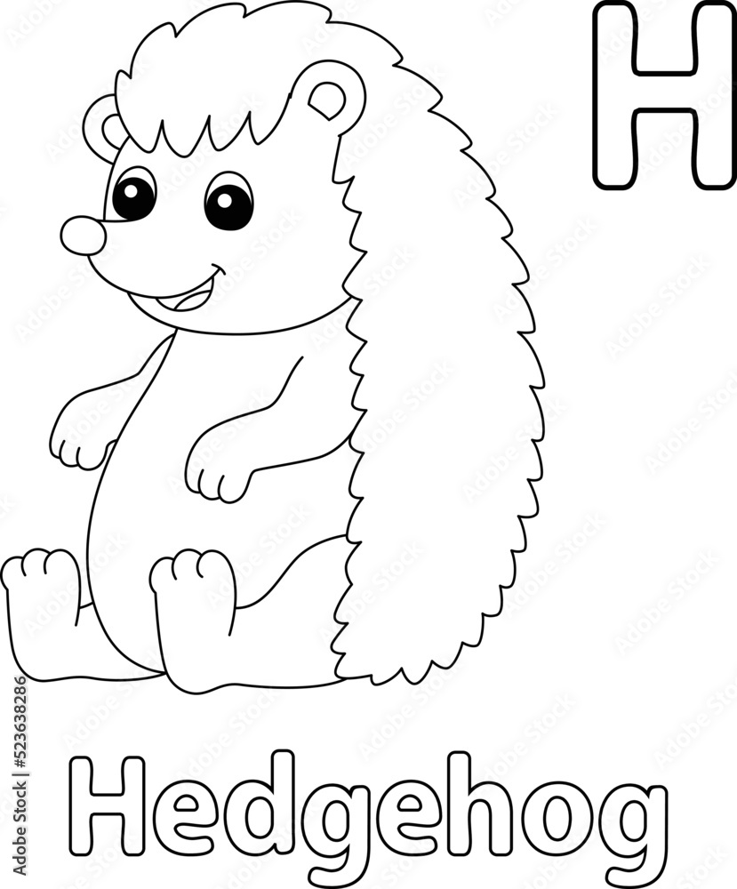 Sitting Hedgehog Alphabet ABC Coloring Page H Stock Vector | Adobe Stock