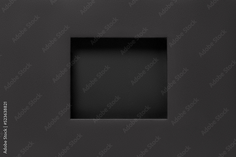 Black paper frame with rectangular recess. Abstract cardboard poster ...