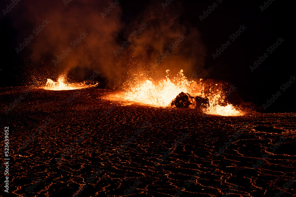 Meradalir Eruption of Fagradalsfjall Volcano in Iceland 2022 Stock ...