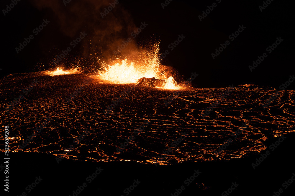 Meradalir Eruption of Fagradalsfjall Volcano in Iceland 2022 Stock ...