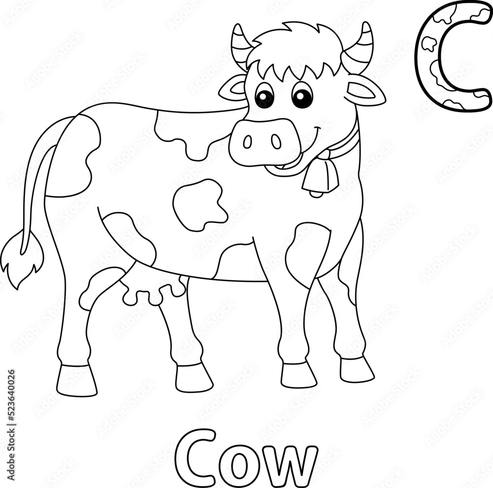 Cow Alphabet ABC Coloring Page C Stock Vector | Adobe Stock