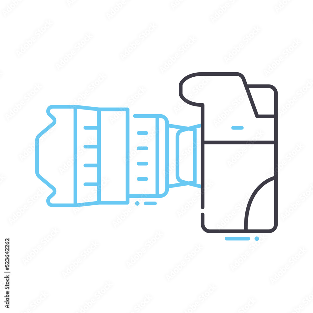 camera side view line icon, outline symbol, vector illustration ...
