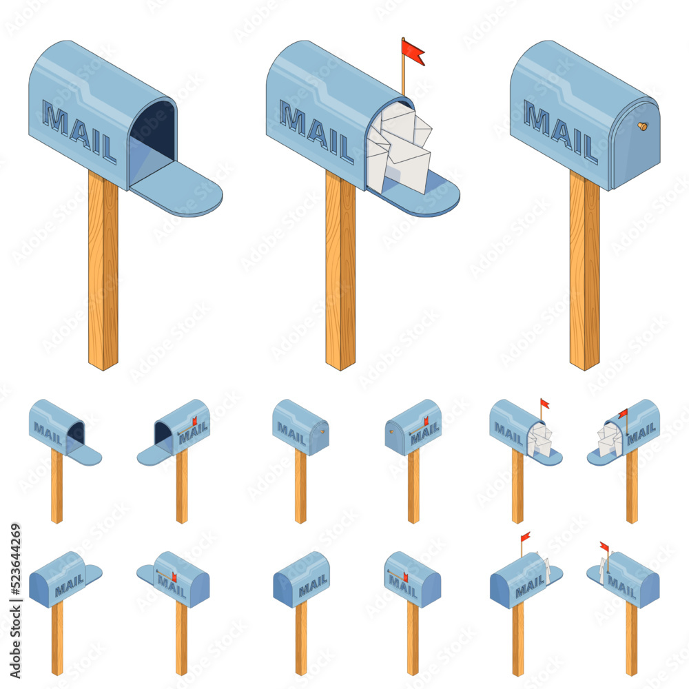 Mailbox. 3D isometry, isolate. An image of a mailbox with the ...