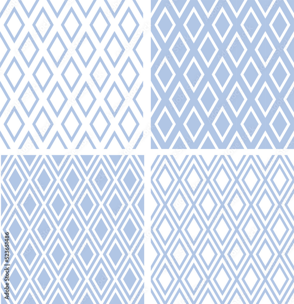 Abstract blue and white seamless geometric diamonds patterns. Stock ...