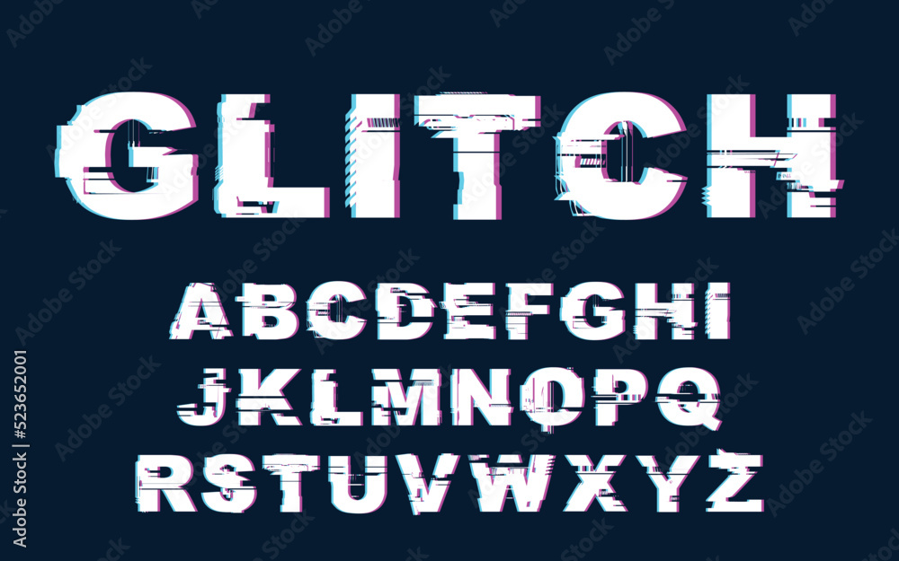 Distorted glitch text effect template Stock Vector | Adobe Stock