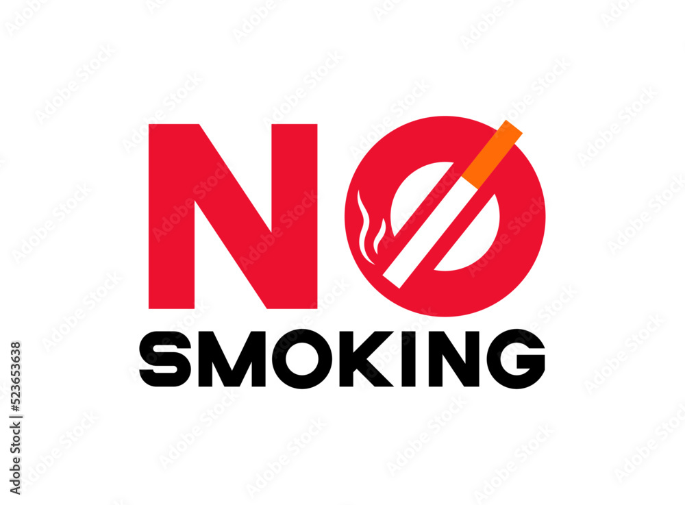 Warning no smoking text and cigarette with smoke sign vector ...