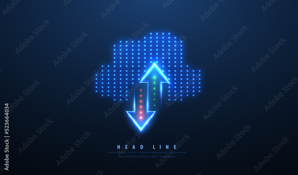 Cloud technology. Polygonal wireframe cloud storage sign with two ...
