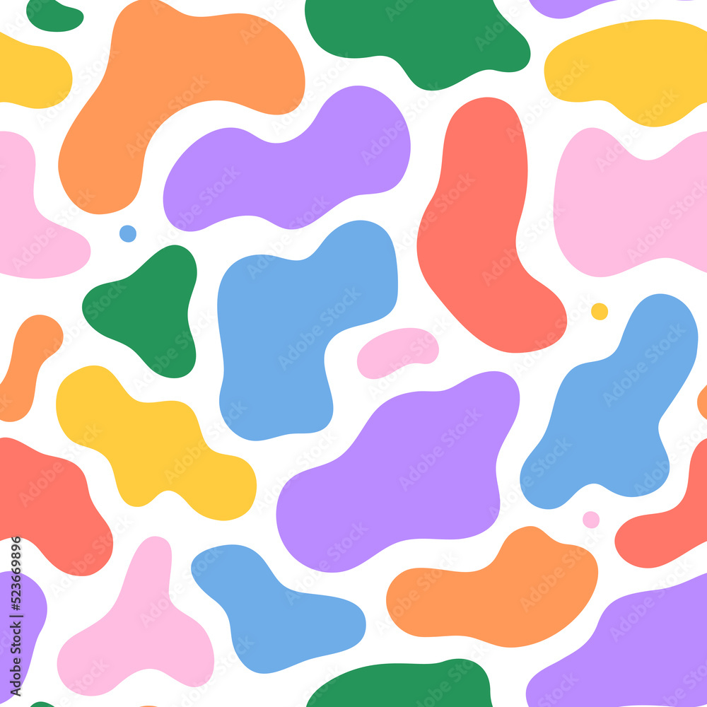 Colorful abstract organic shape print seamless pattern illustration in ...