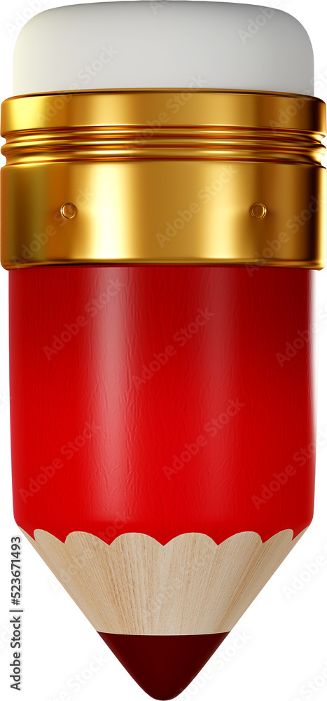 3D Rendering of Red Cute Pencil Design, Element PNG Image isolated ...