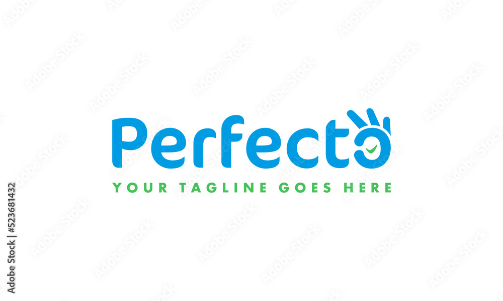 vector graphic logo design, logotype typography logo perfecto with the ...