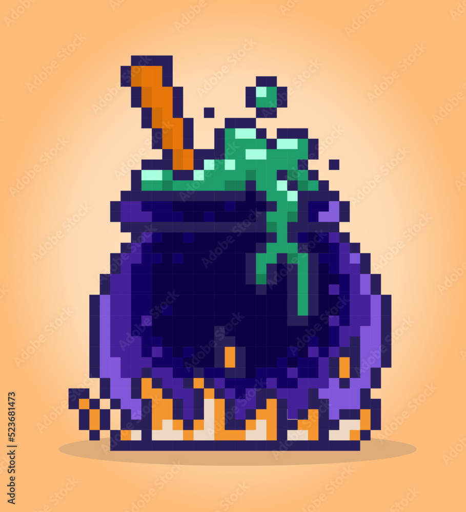 8 bit pixel witch potions. Medicine for game assets and cross stitch ...