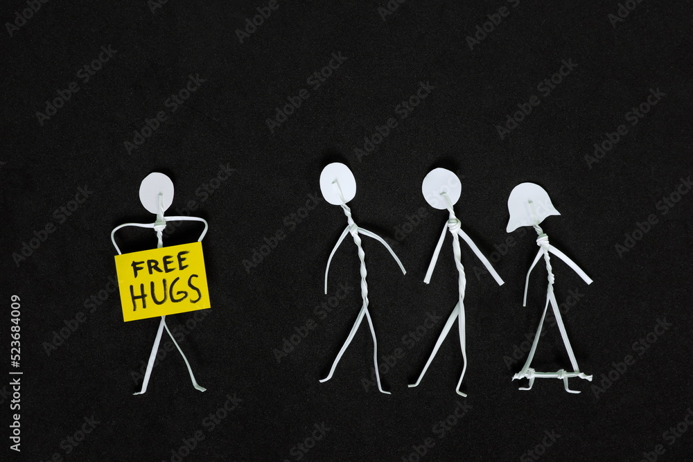 Free hugs and spread positivity and kindness to strangers concept. Man ...