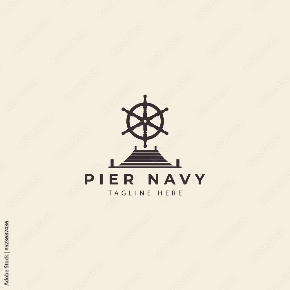 dock with navy icon port logo design vector illustration Stock Vector ...