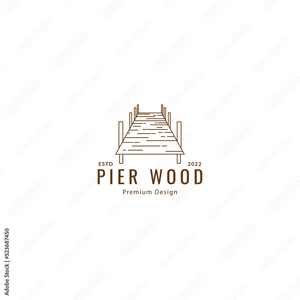 wooden pier port logo design vector illustration Stock Vector | Adobe Stock