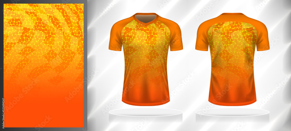 Vector sport pattern design template for V-neck T-shirt front and back ...
