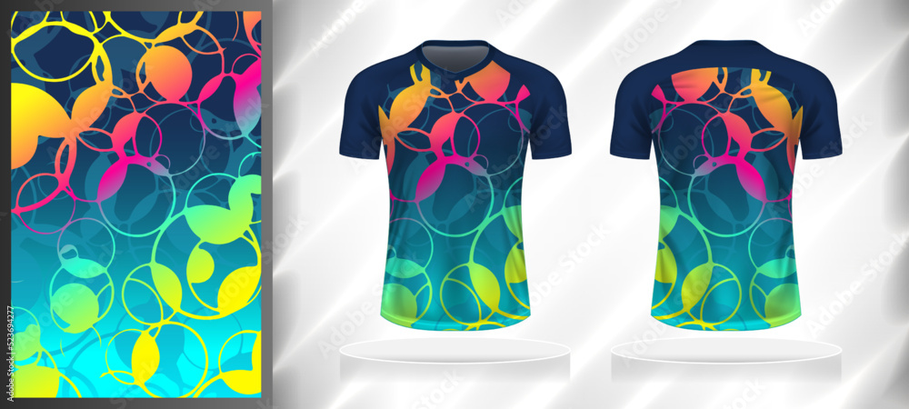 Vector sport pattern design template for V-neck T-shirt front and back ...