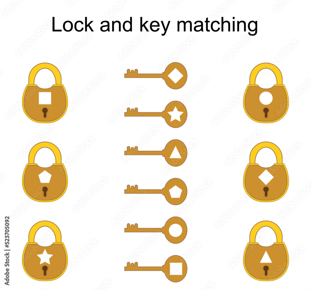 Educational game for kids. Lock and key matching. Task for development ...