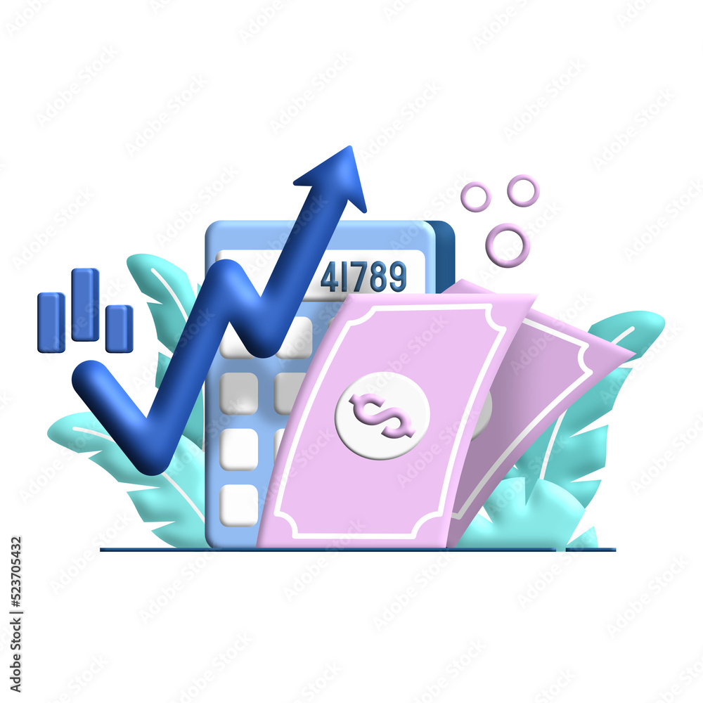 inflation reduction act 3d flat Illustration for business finance chart ...