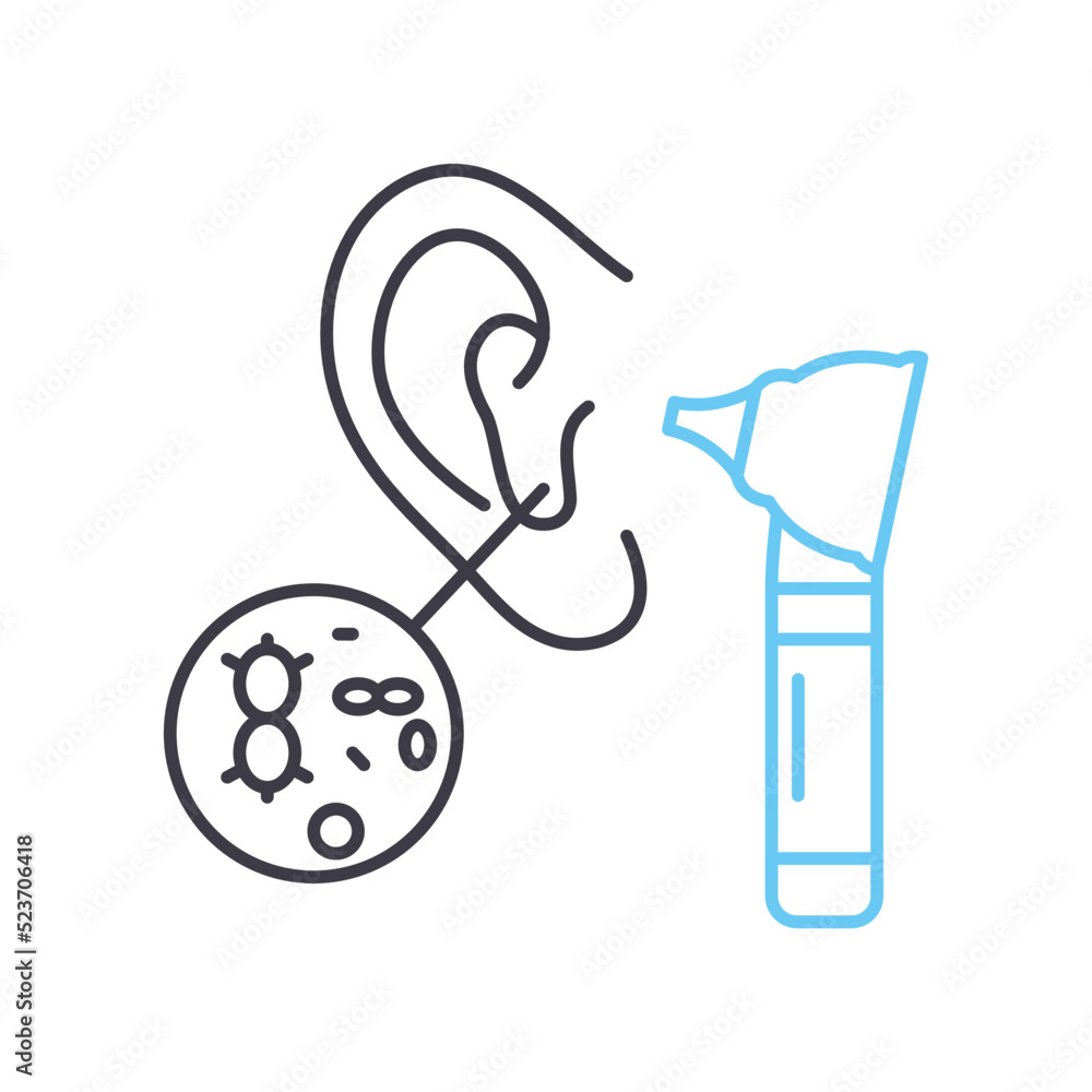 ear infection line icon, outline symbol, vector illustration, concept ...
