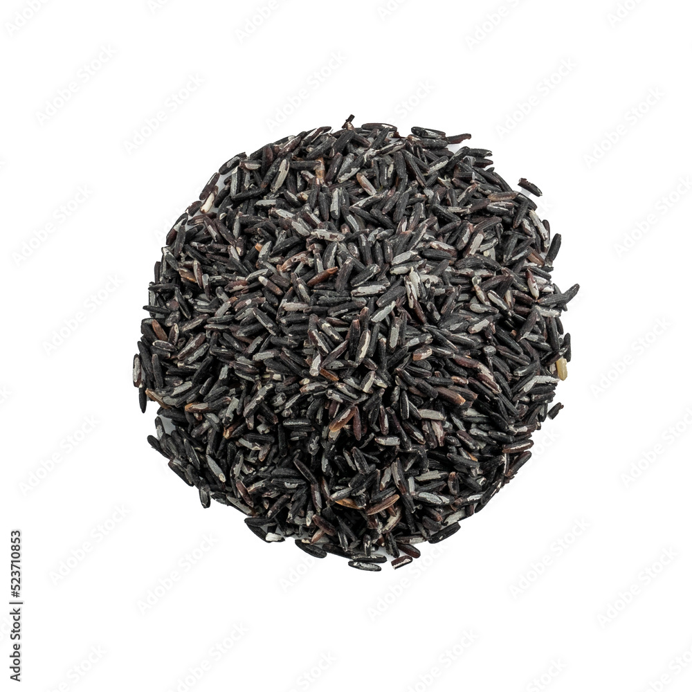 Pile of brown rice, unpolished rice, half milled rice, milled rice ...